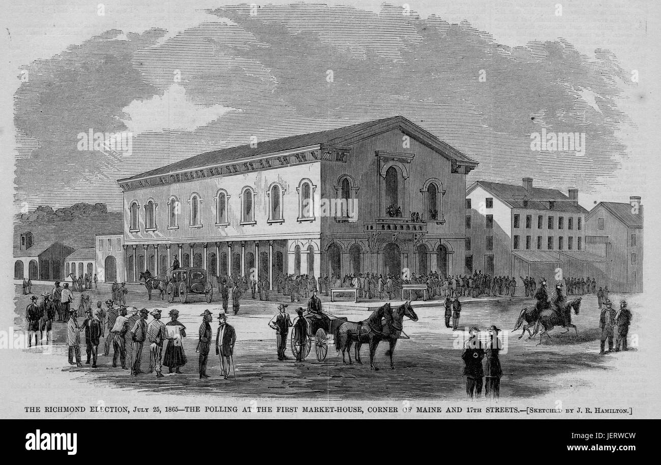 Richmond election, July 25, 1865 -- The polling at the First Market ...