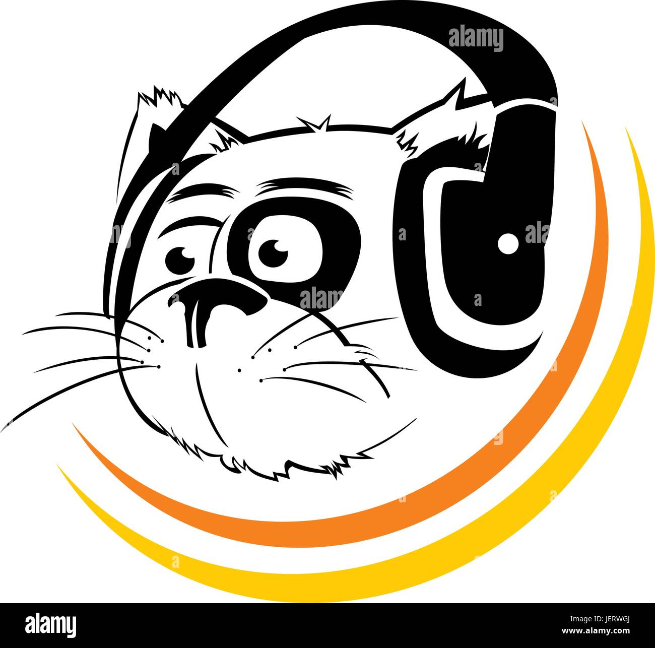 Listen music headphone emblem hi-res stock photography and images - Alamy