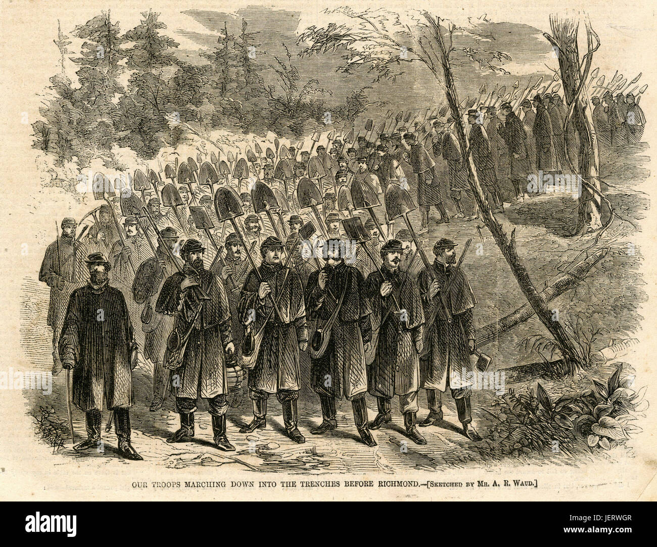 Our troops marching down into the trenches before Richmond Stock Photo ...