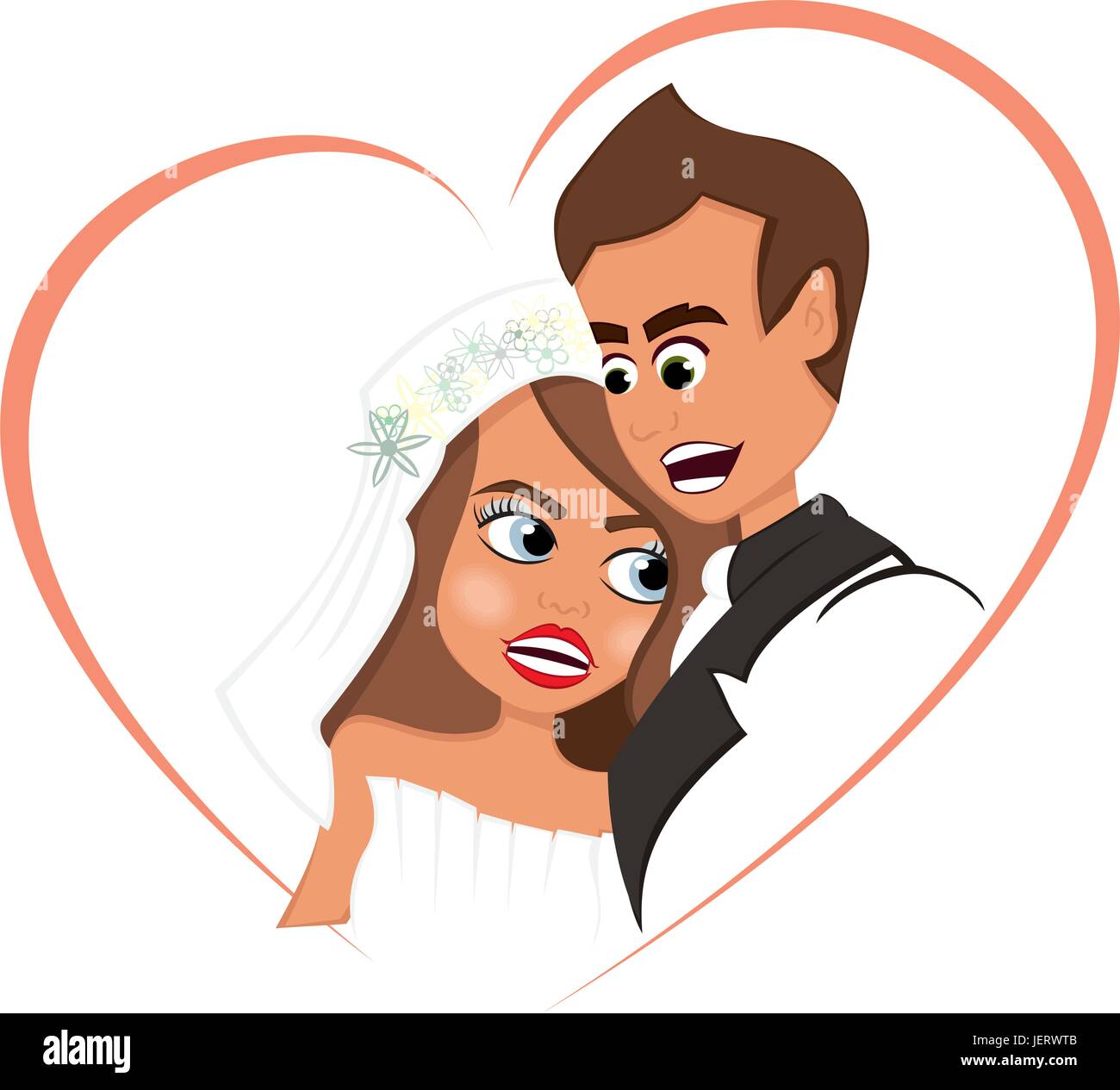 Portrait cheerful wedding couple Stock Vector Images - Alamy