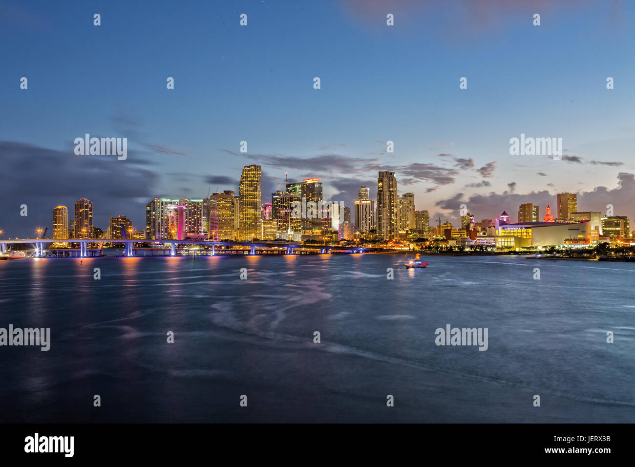 Skyline miami downtown night hi-res stock photography and images - Alamy