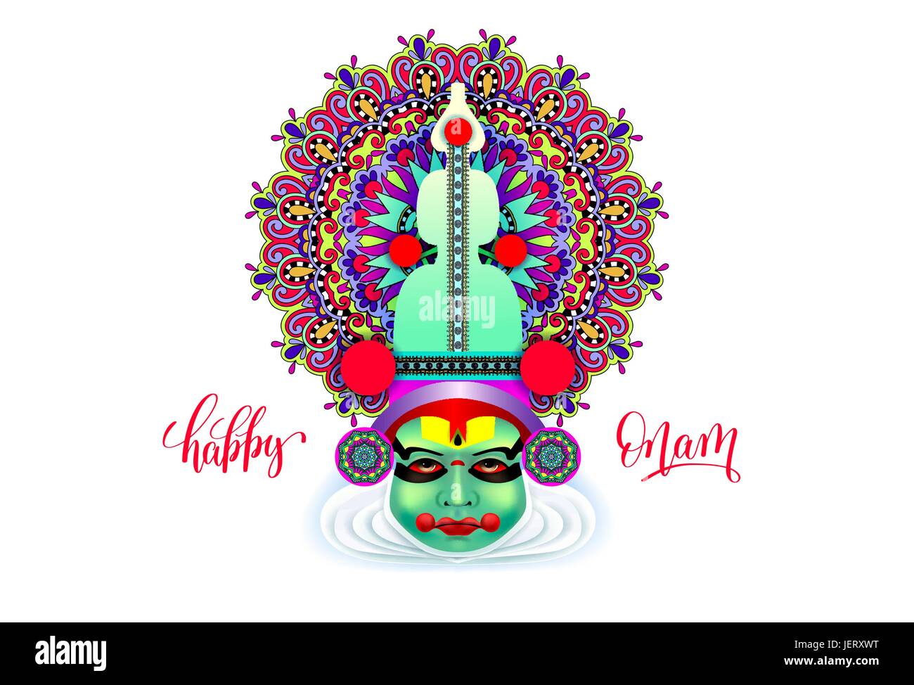 indian kathakali dancer face decorative modern vector Stock Vector ...