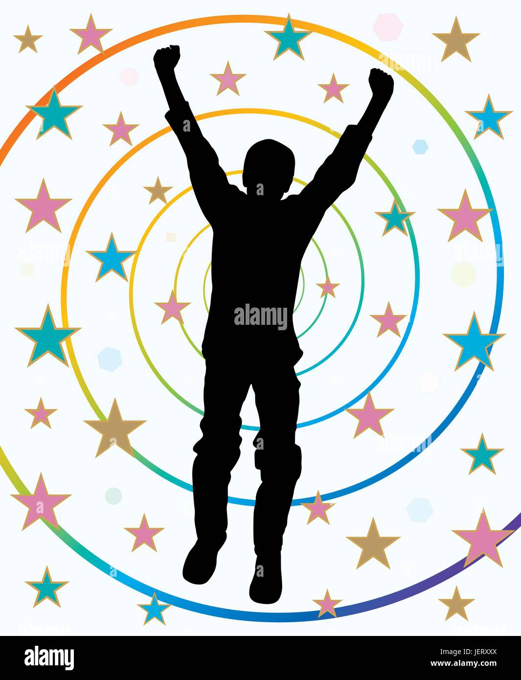 Excited boy jumping silhouette hi-res stock photography and images - Alamy