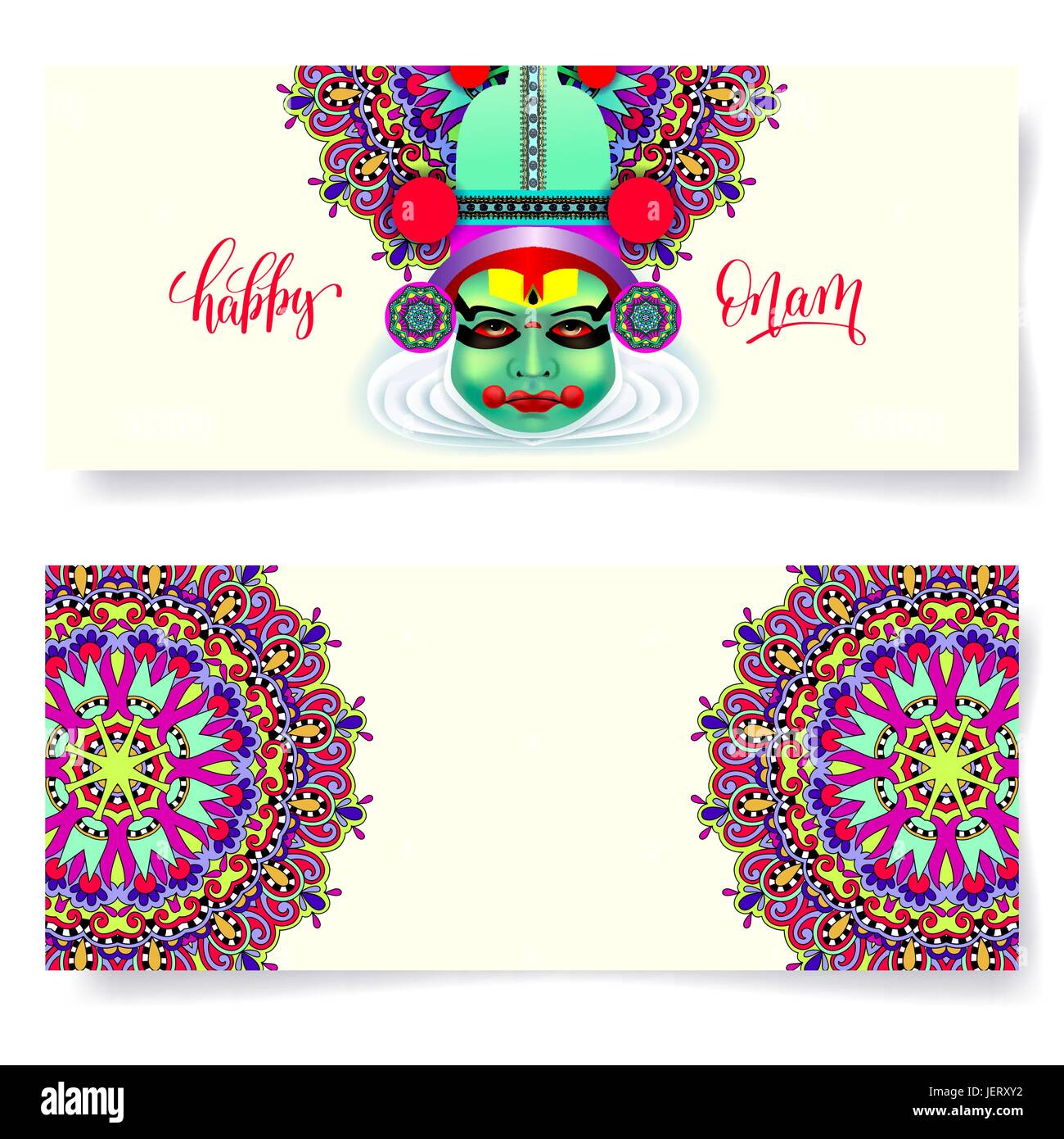 happy onam holiday horizontal greeting card banner design Stock Vector ...