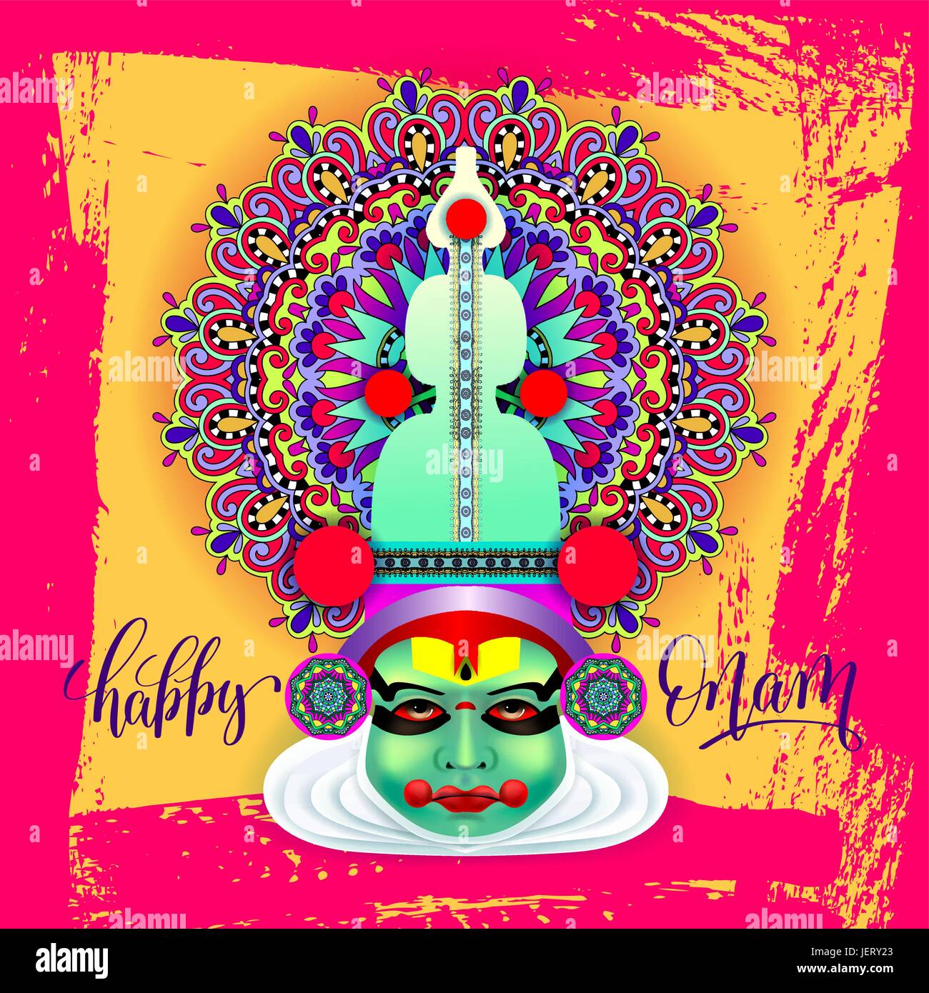 indian kathakali dancer face decorative modern vector illustrati Stock ...