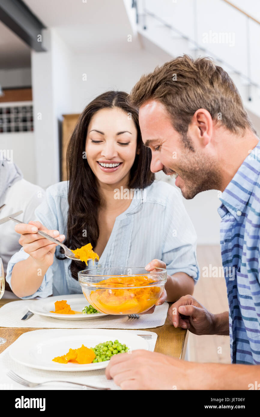 Woman with pea at plate hi-res stock photography and images - Alamy