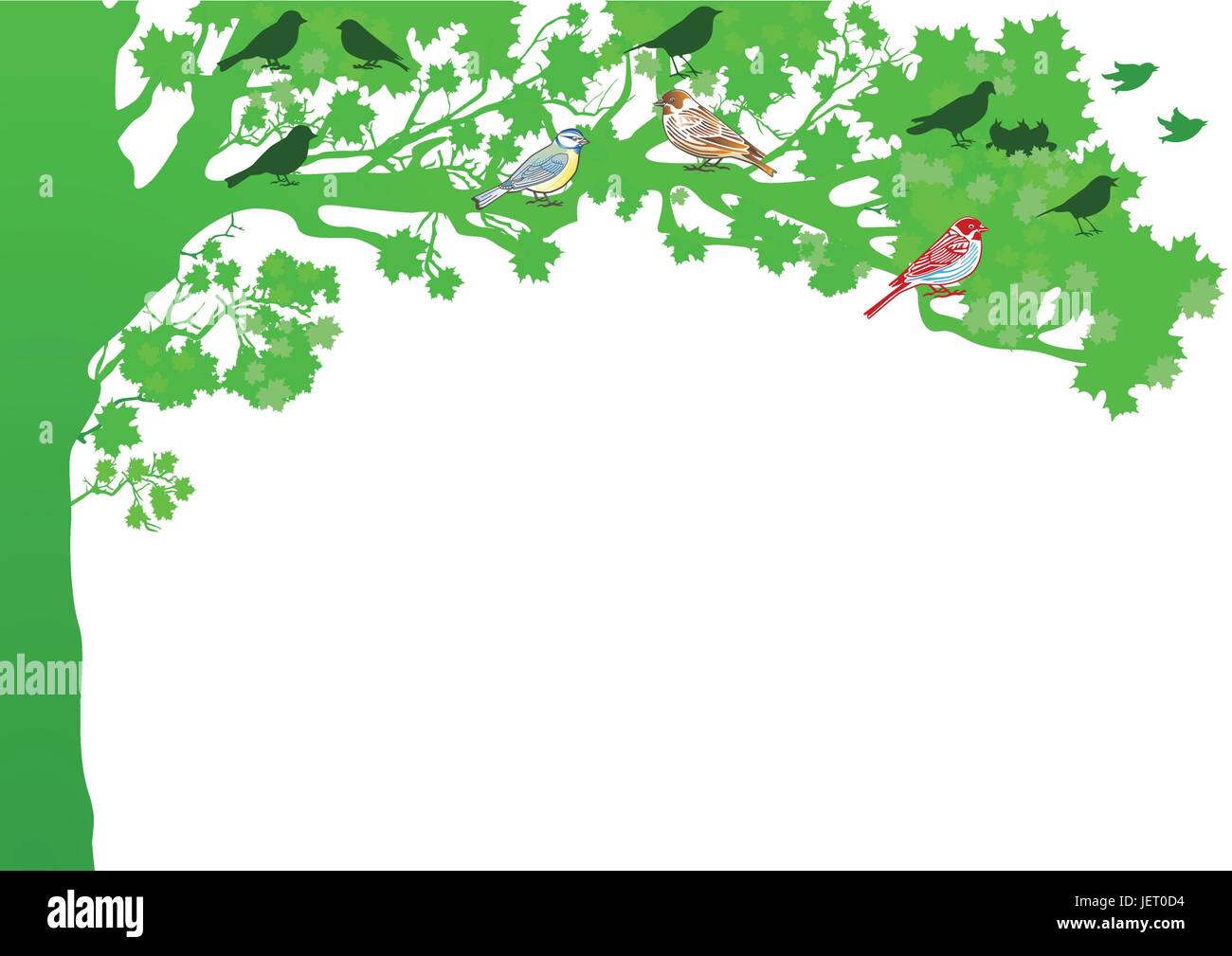 birds on the tree Stock Vector Image & Art - Alamy