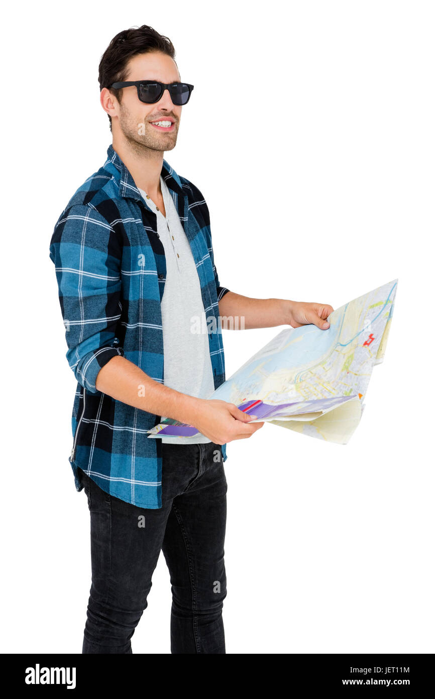 Confused man map hi-res stock photography and images - Alamy