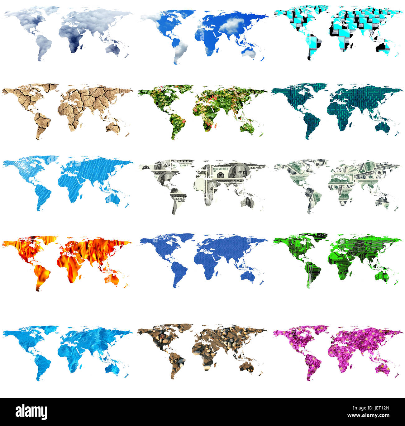conceptual image of various world map. furnished and manipulated NASA ...