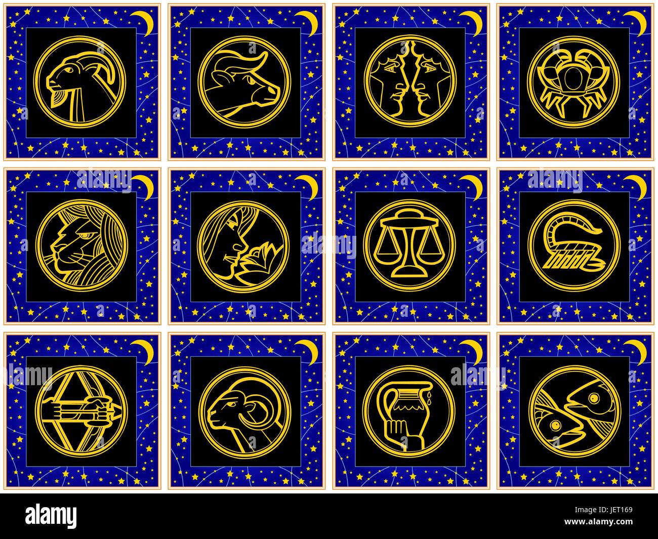 squares with signs of the zodiac - isolated illustrations Stock Vector ...