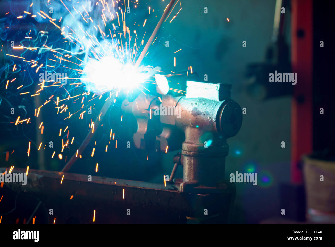 Welding process for metal close-up Stock Photo - Alamy