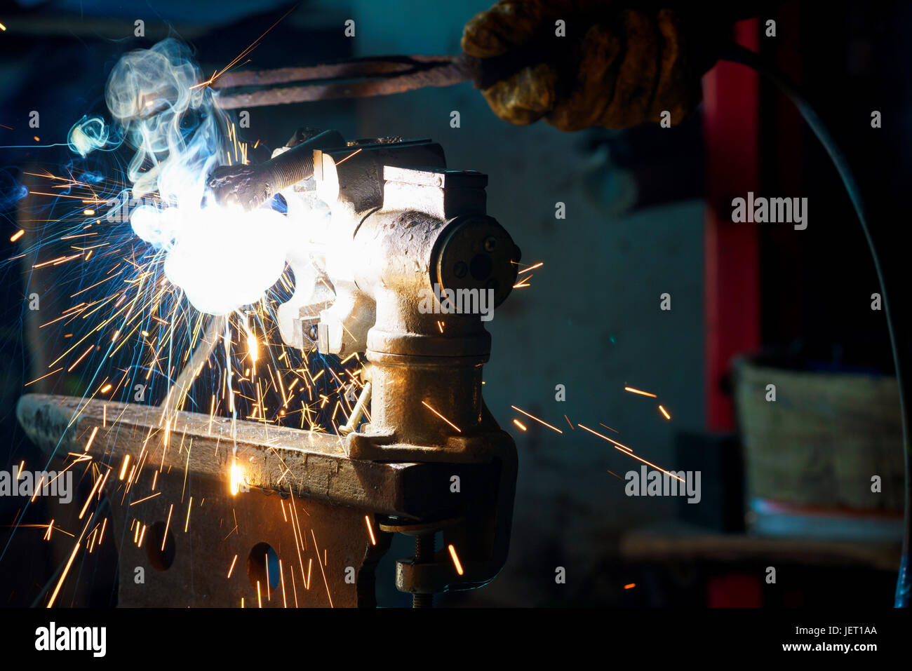 Welding process for metal close-up Stock Photo - Alamy