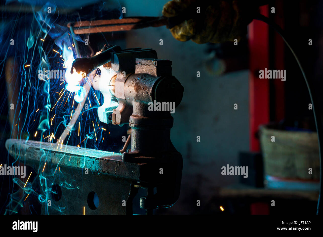 Welding process for metal close-up Stock Photo - Alamy