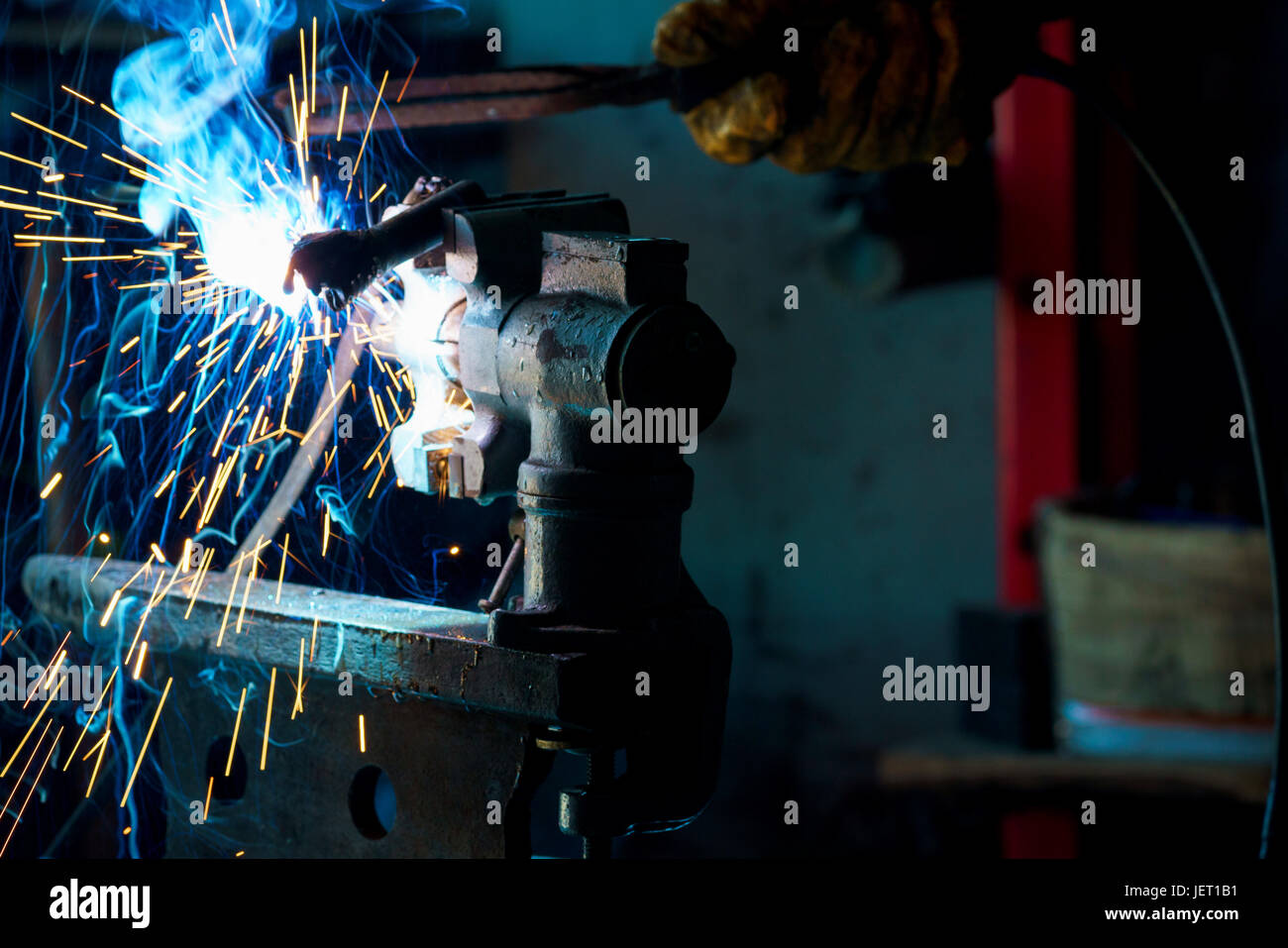 Welding process for metal close-up Stock Photo - Alamy