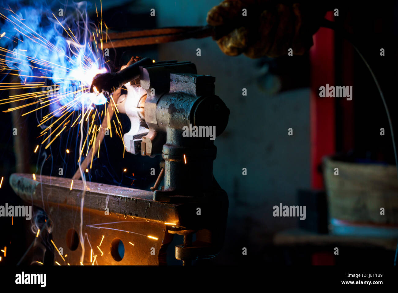 Welding process for metal close-up Stock Photo - Alamy