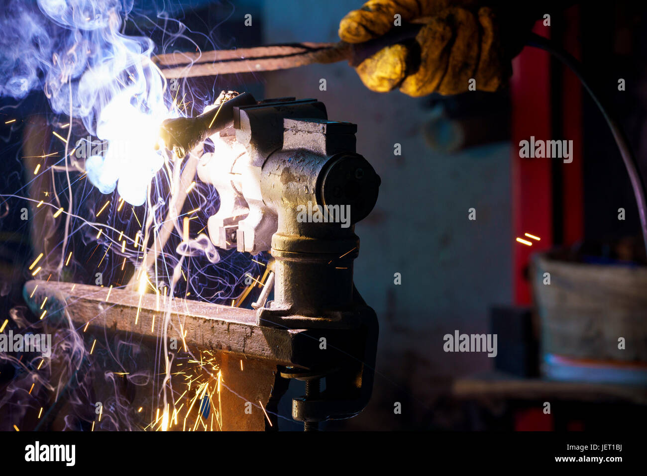 Welding process for metal close-up Stock Photo - Alamy