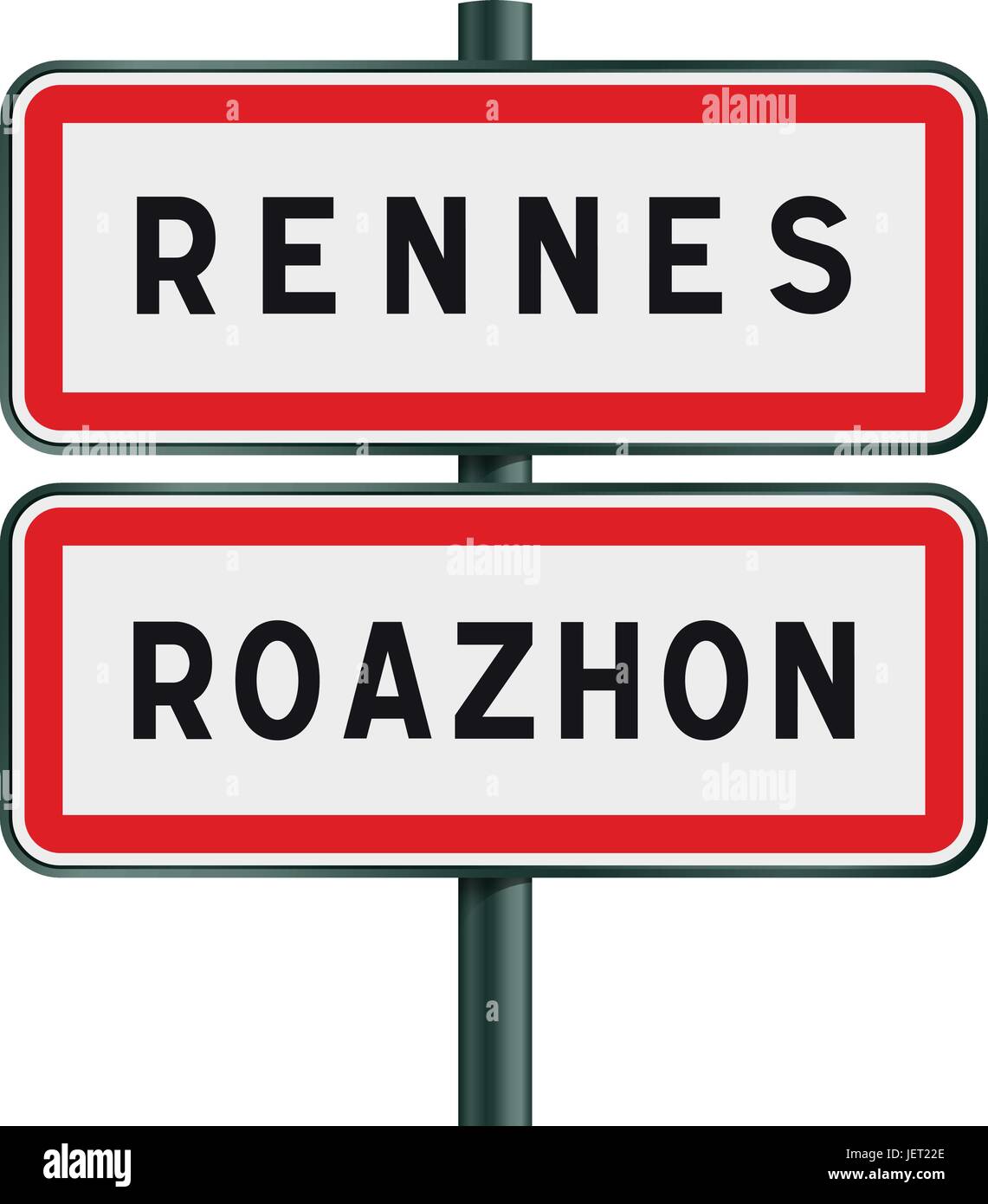 Vector illustration of Rennes road signs entrance with the Breton ...