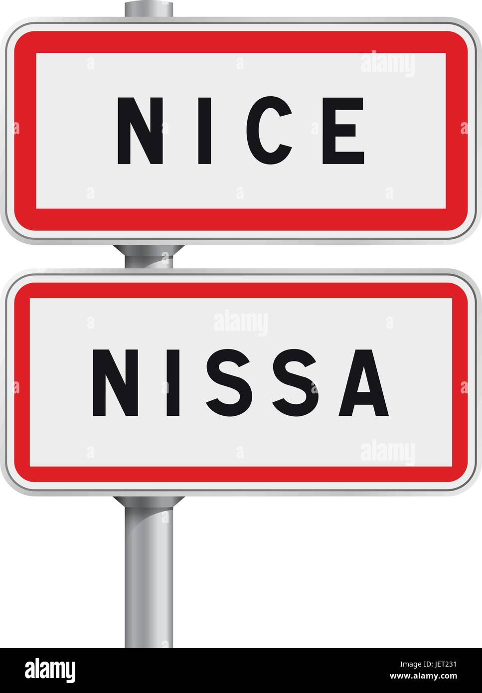 Vector illustration of Nice road signs entrance with the Occitan ...