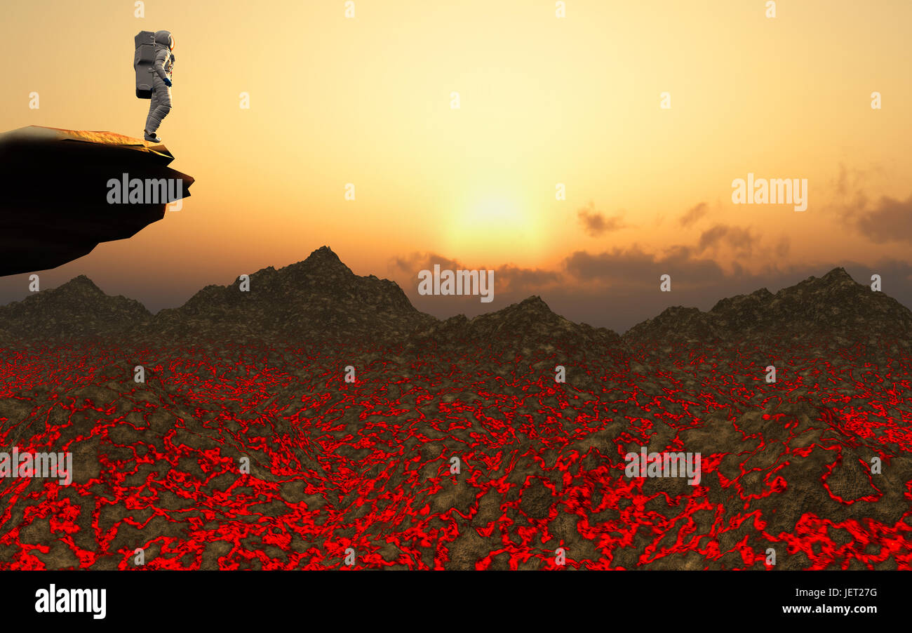 Astronaut Exploring An Alien World Stock Photo - Alamy