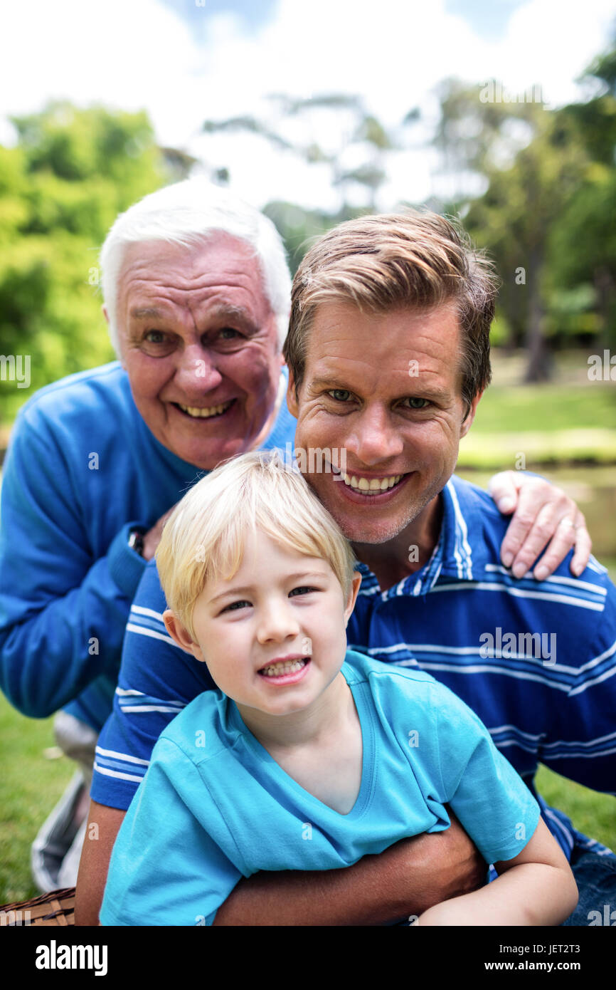 Portrait of multi-generation family smiling Stock Photo - Alamy