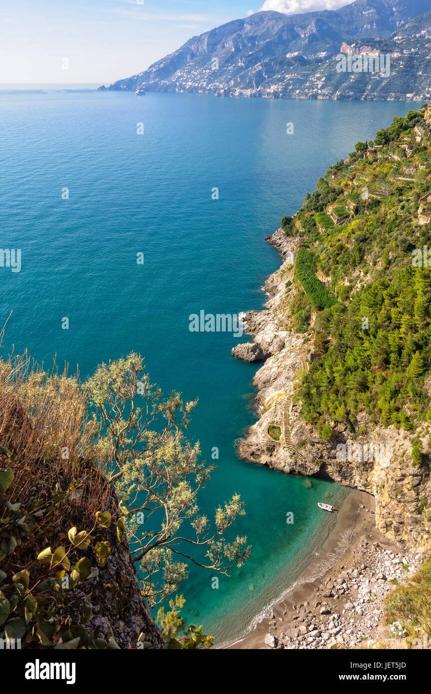 Small secluded beach on the Amalfi Coast, Campania, Italy Stock Photo ...