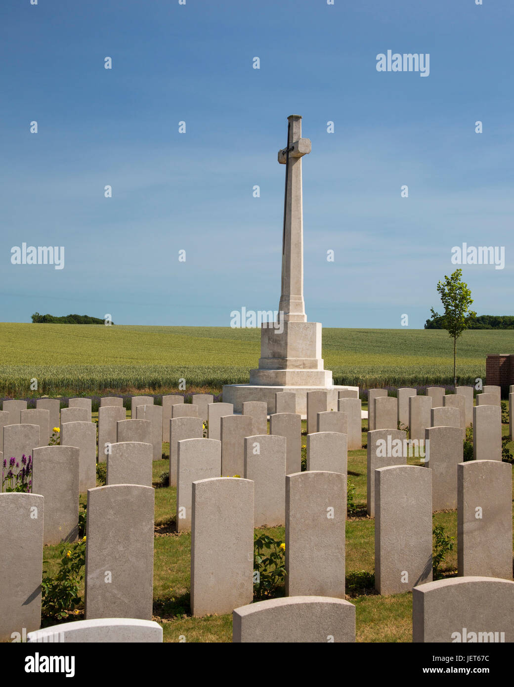 Five Points CWGC cemetery of the Great War seen from Rocquiny ...