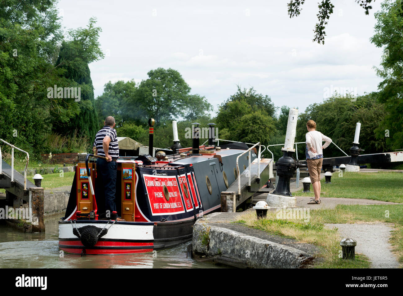 Narrowboat at Calcutt Locks on the Grand Union Canal, Warwickshire ...