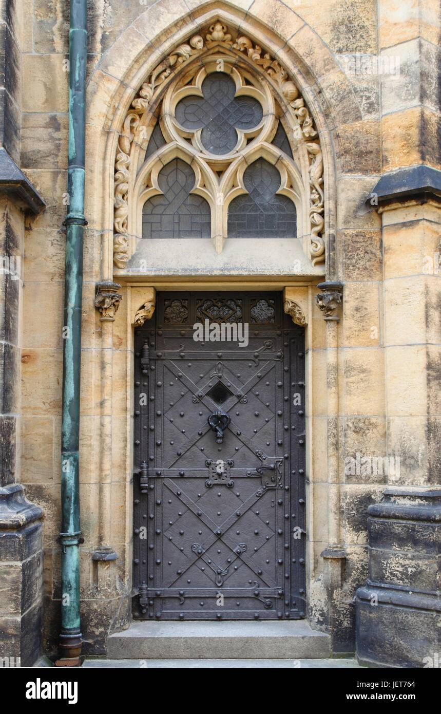 Medieval front door in the downtown of Prague, Czech Republic Stock ...