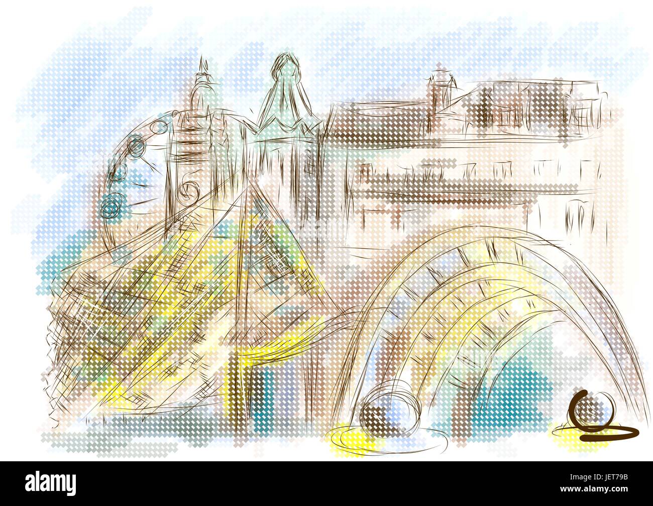 sheffield. abstract illustration of city on multicolor background Stock ...