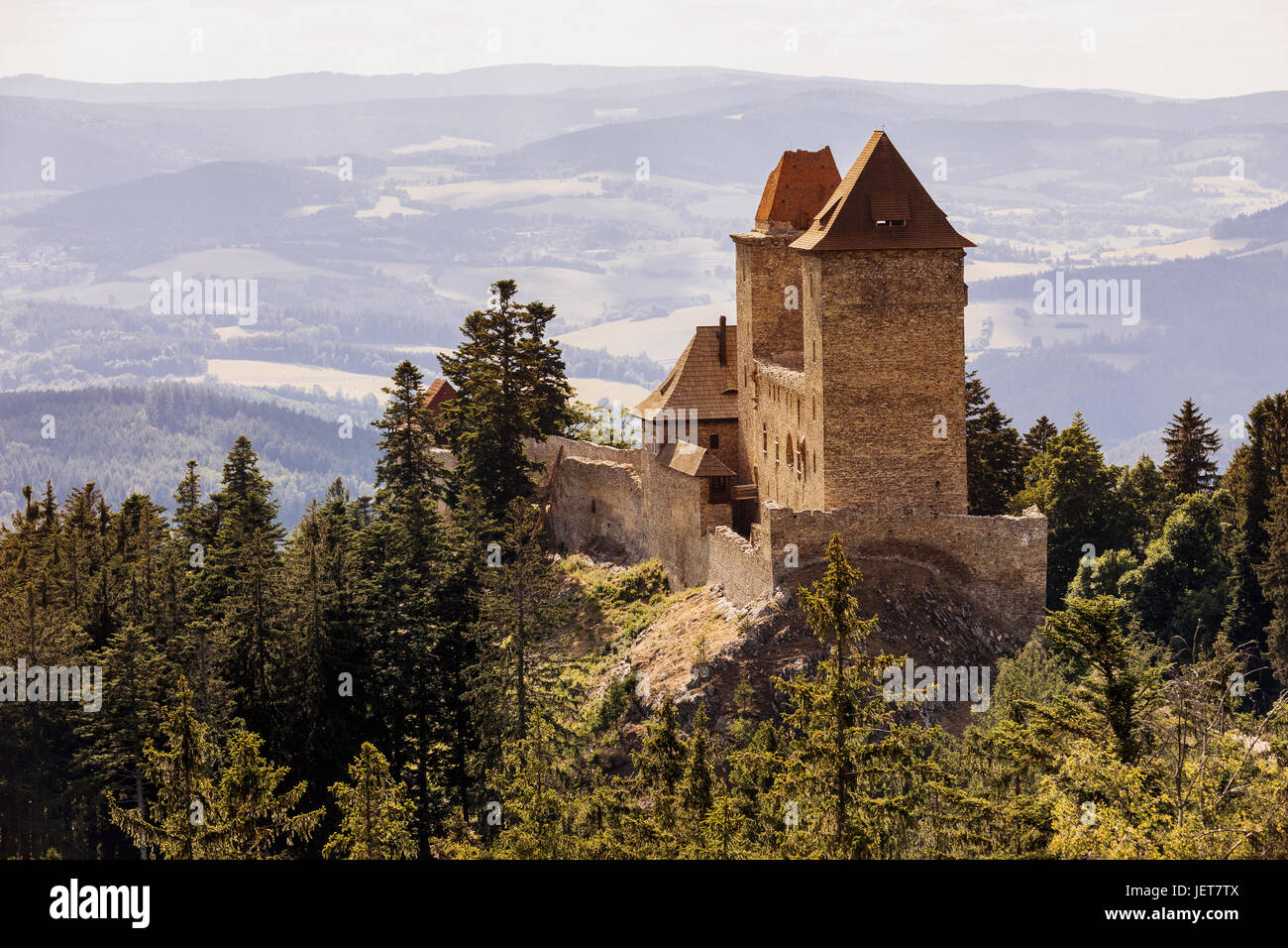 The Kasperk castle, National Park Sumava. Kasperk castle near little ...