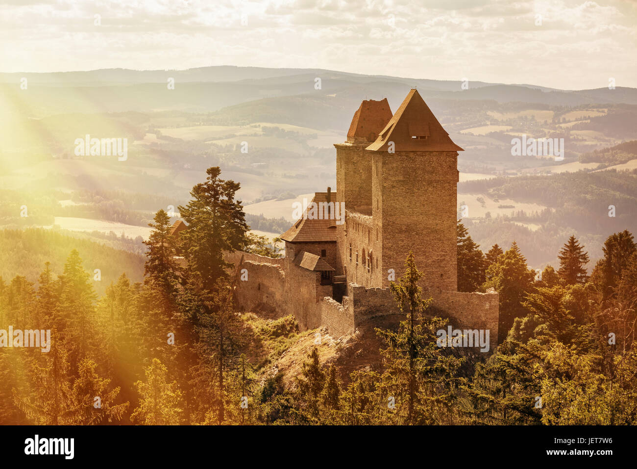 The Kasperk castle, National Park Sumava. Kasperk castle near little ...