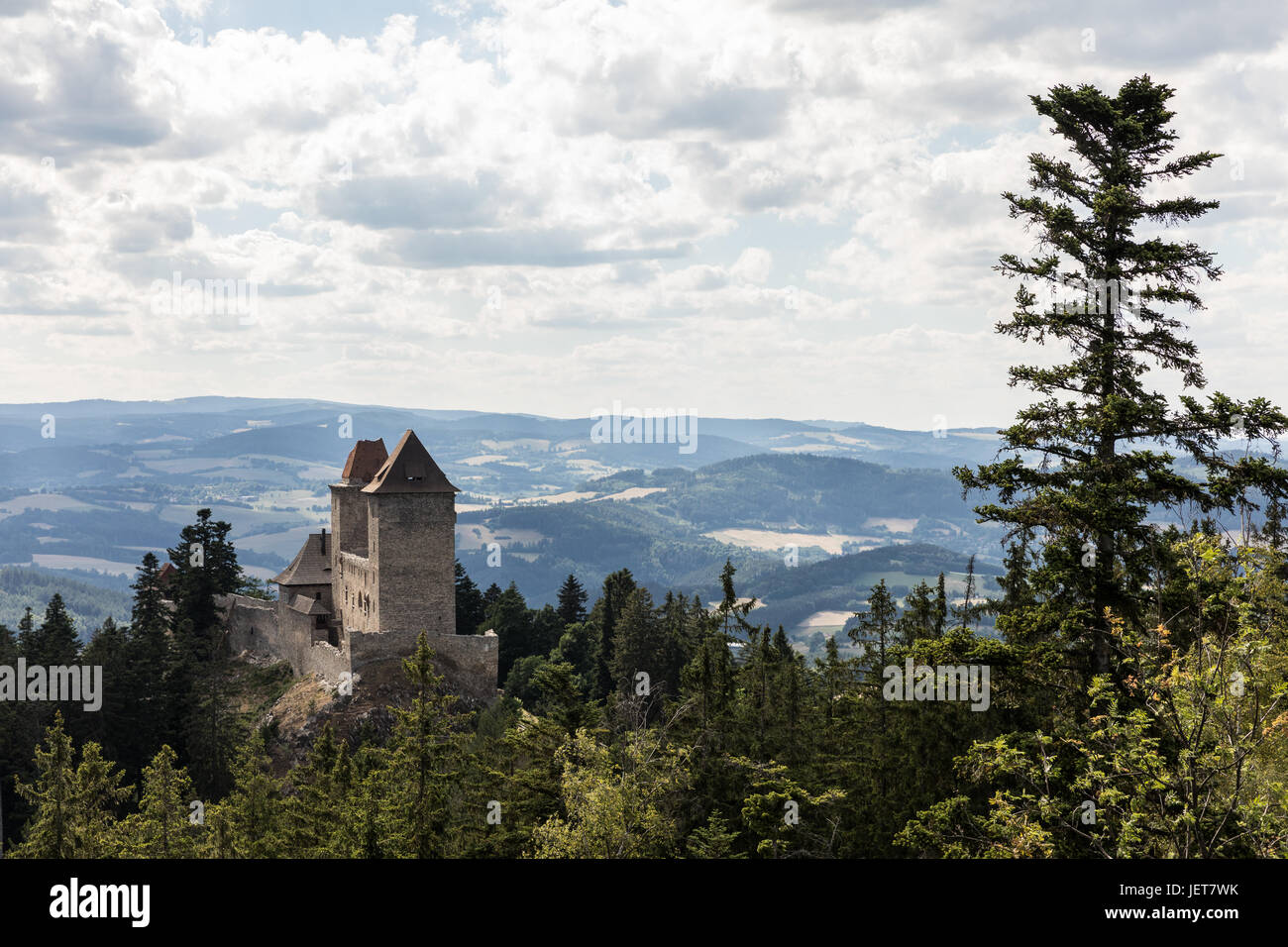 The Kasperk castle, National Park Sumava. Kasperk castle near little ...