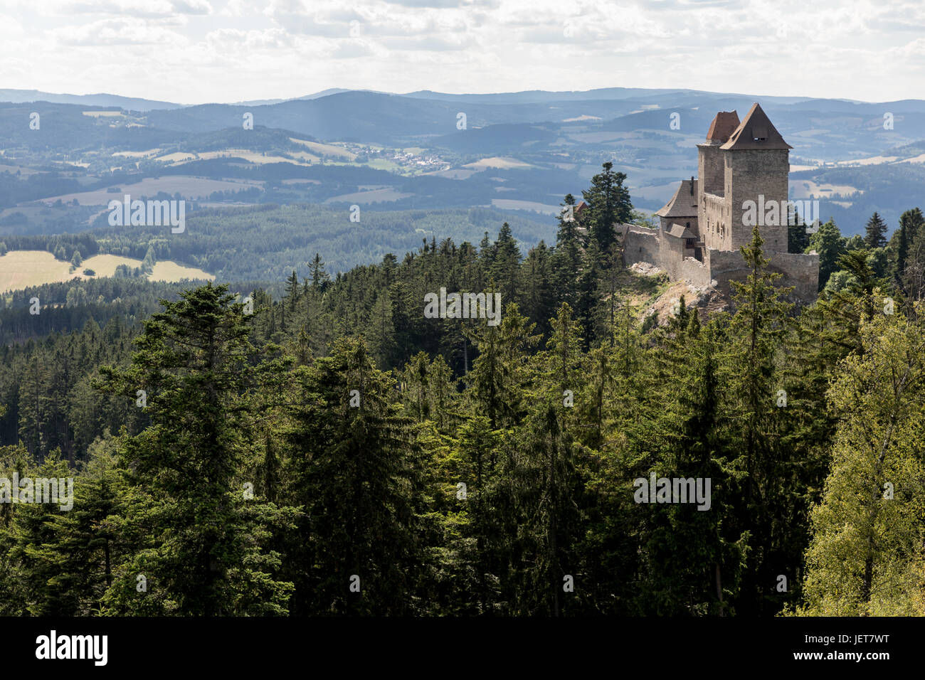 The Kasperk castle, National Park Sumava. Kasperk castle near little ...
