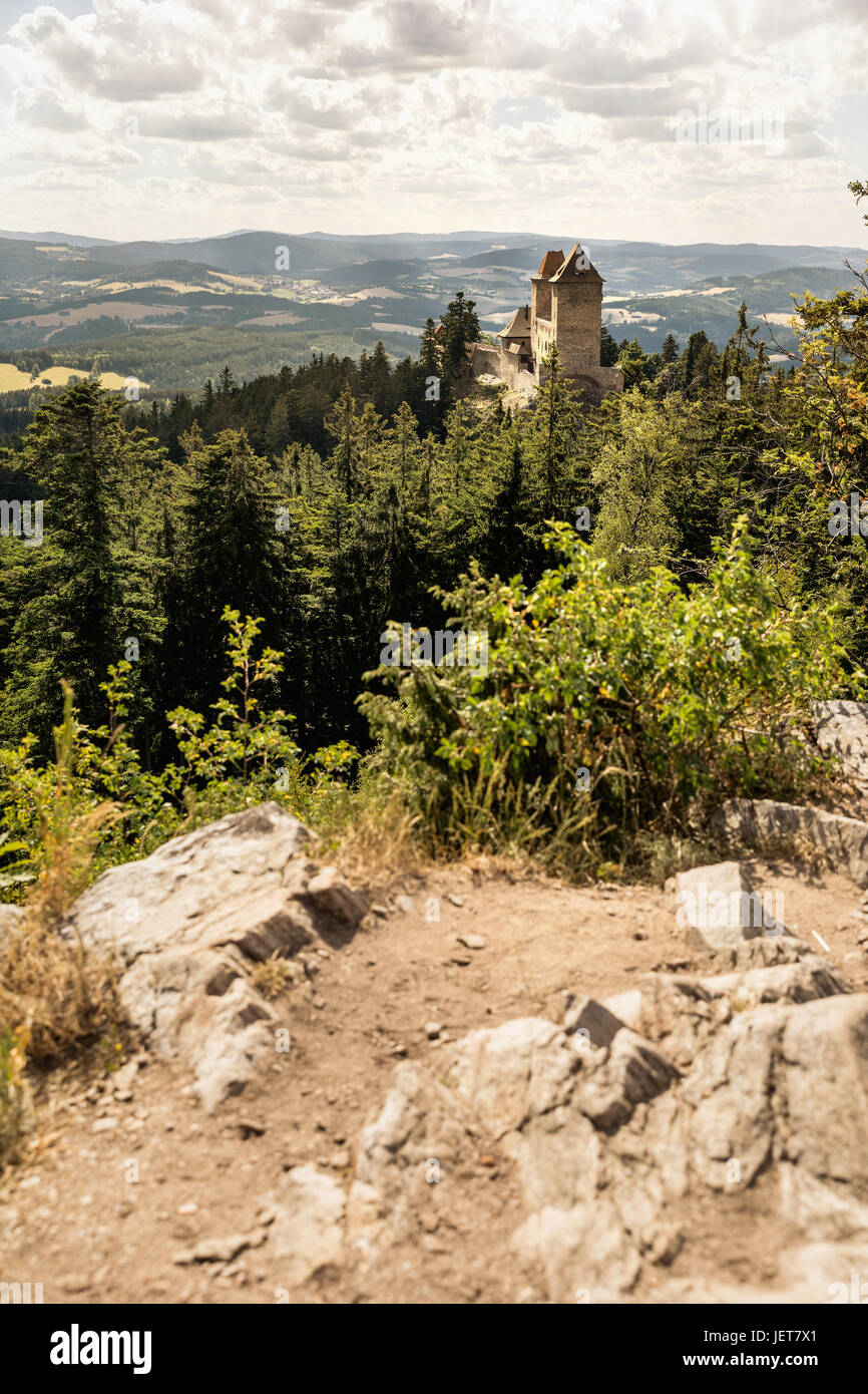 The Kasperk castle, National Park Sumava. Kasperk castle near little ...