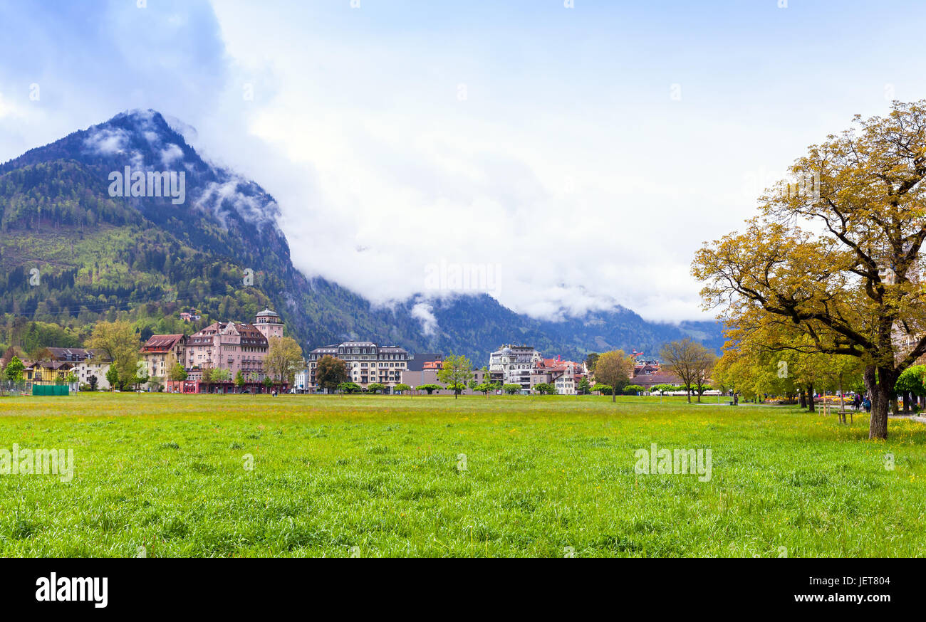 Interlaken, Switzerland. Spring Swiss Alps landscape Stock Photo - Alamy