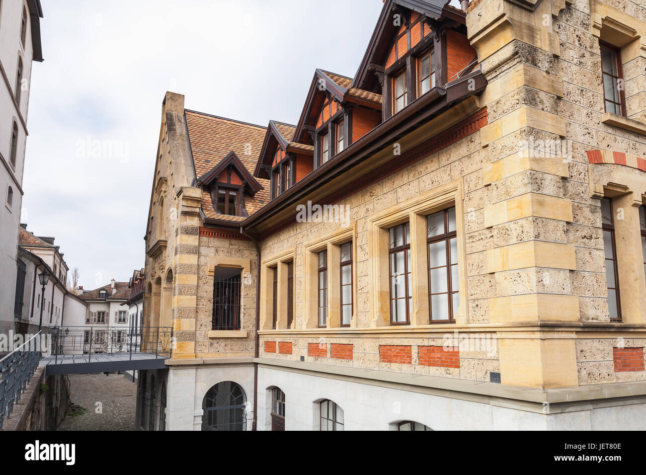 Old town of Geneva, Switzerland. Street view with traditional stone ...