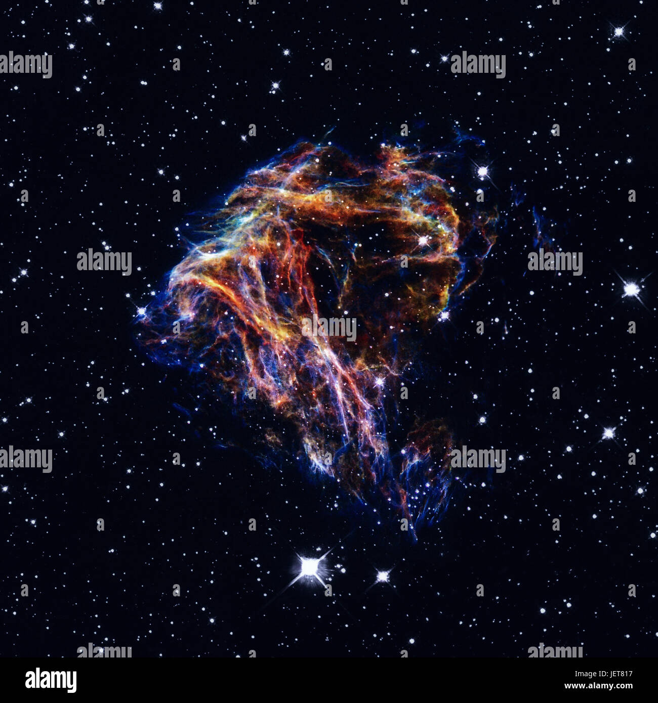 Celestial fireworks: sheets of debris from a stellar explosion in the ...