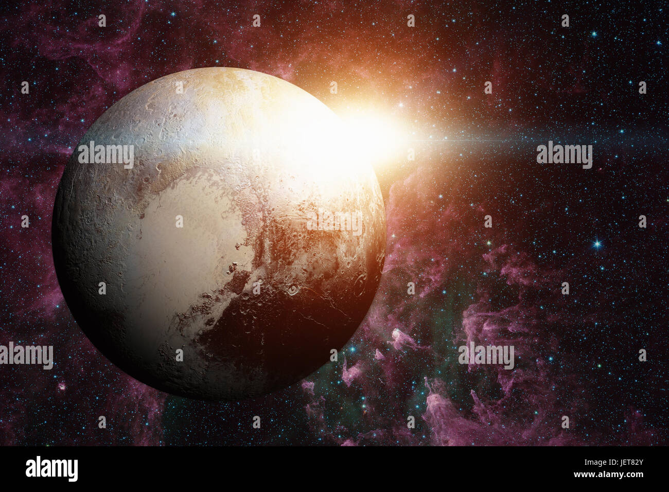 Solar System - Pluto. It is a dwarf planet in the Kuiper belt, a ring ...
