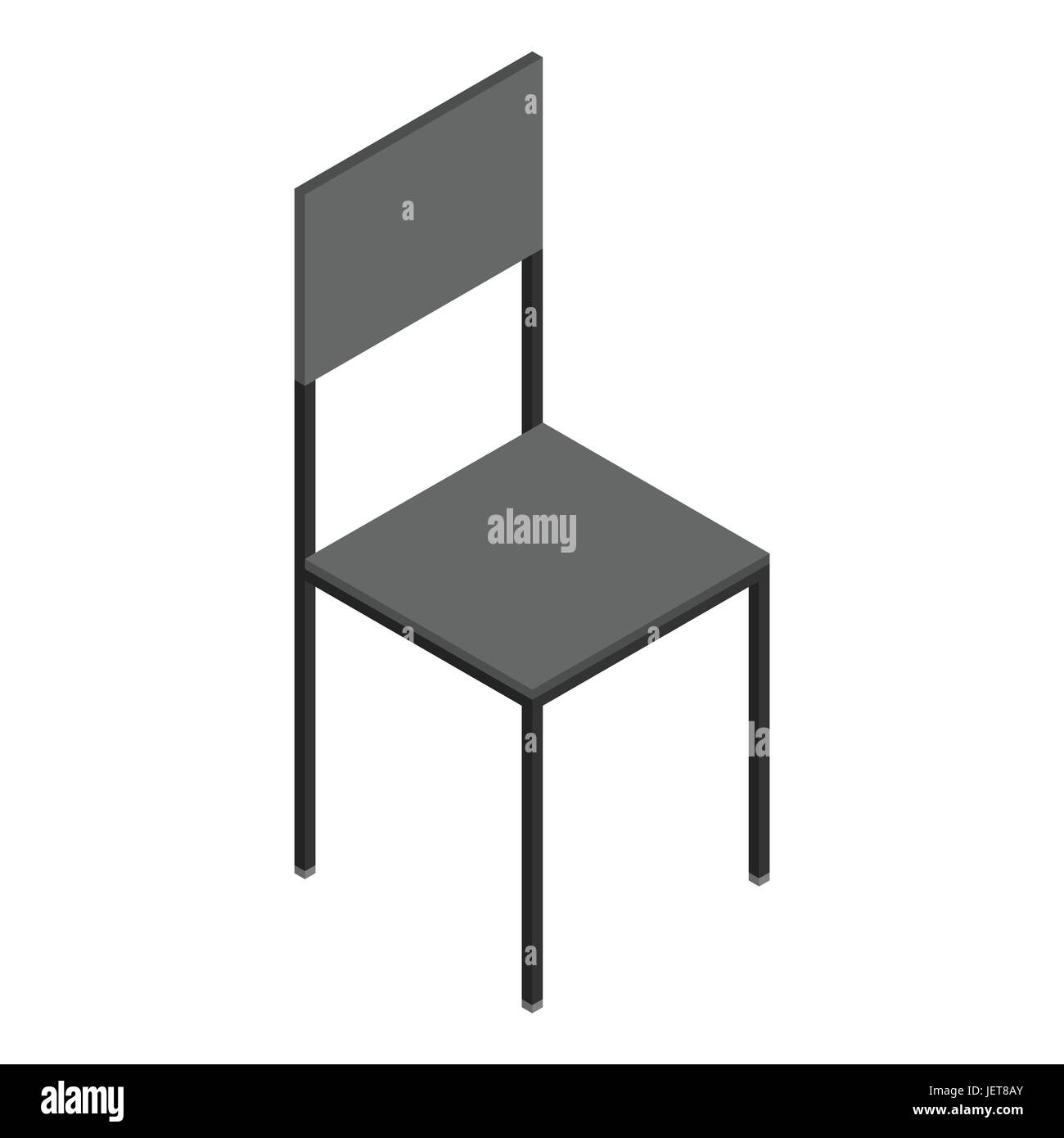 Vector illustration 3d isometric perspective wooden room chair icon ...