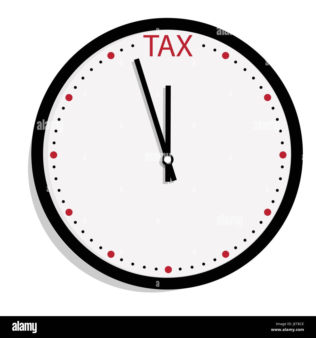 Vector illustration tax time concept. Wall clock icon isolated on white ...