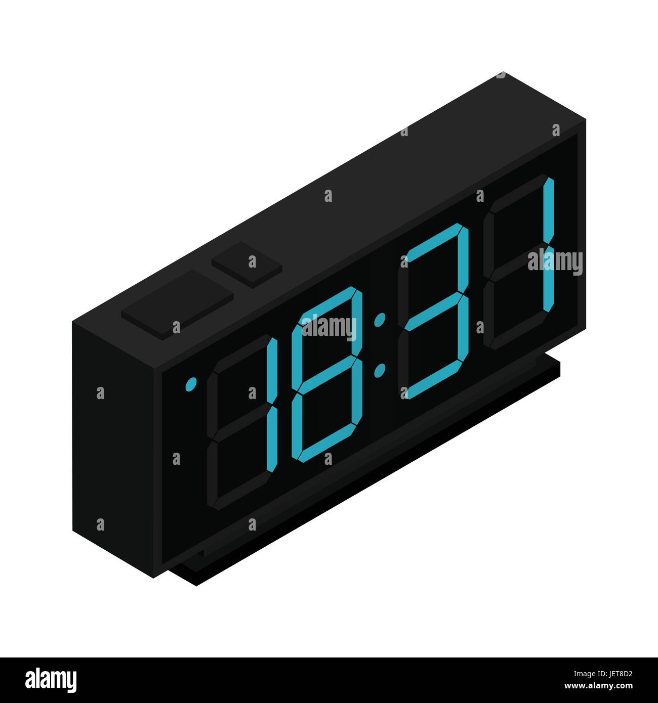 Vector illustration isometric blue digital clock. Digital alarm clock ...