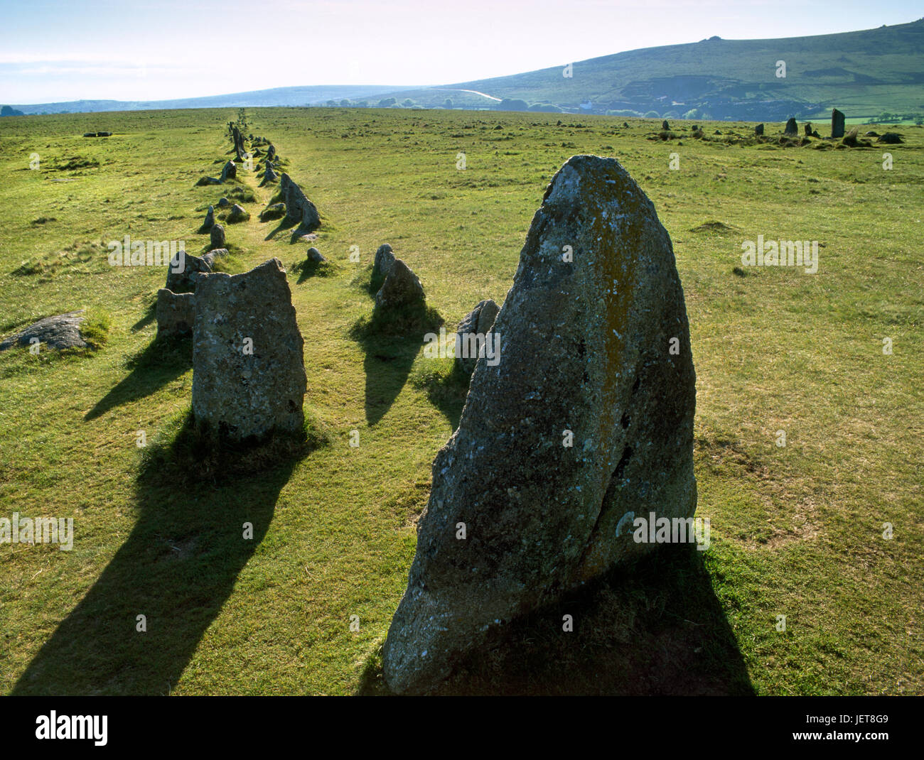 Merrivale standing stone row dartmoor hi-res stock photography and ...