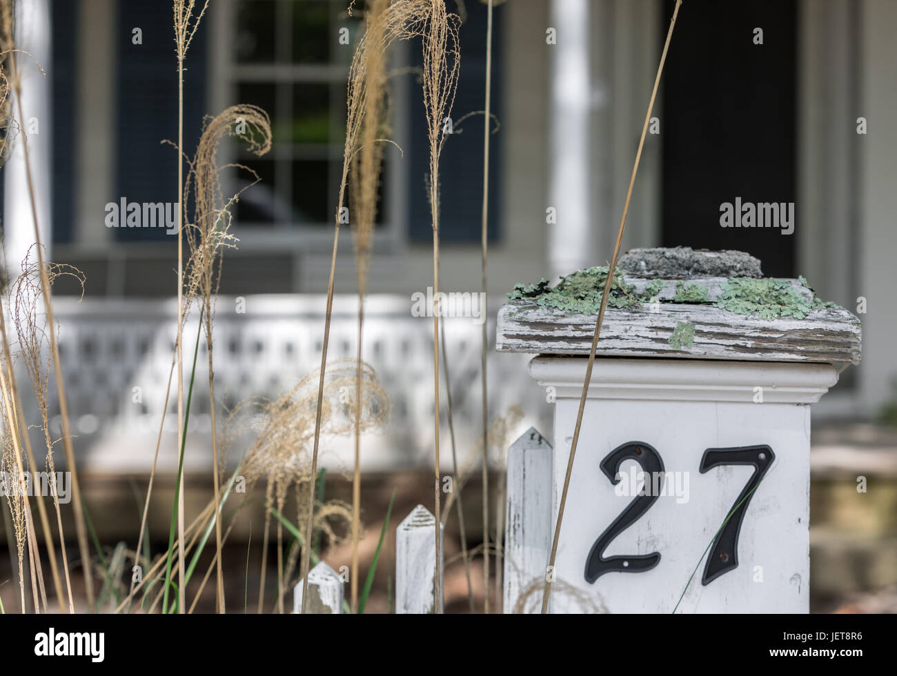 a post with street number on a Sag Harbor, NY street Stock Photo - Alamy