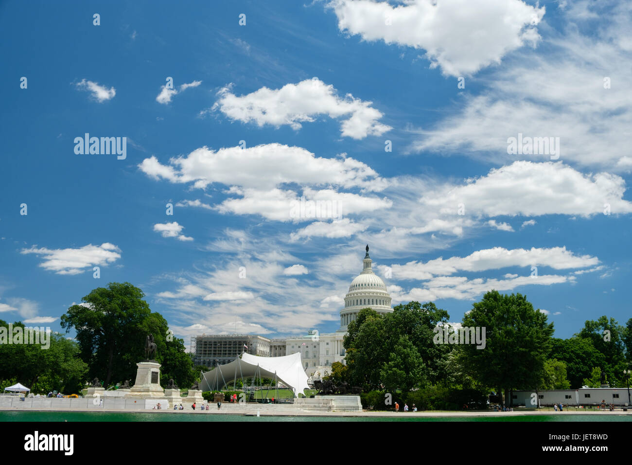 U.S. Capitol with the band shell for the July 4th Concert Stock Photo ...
