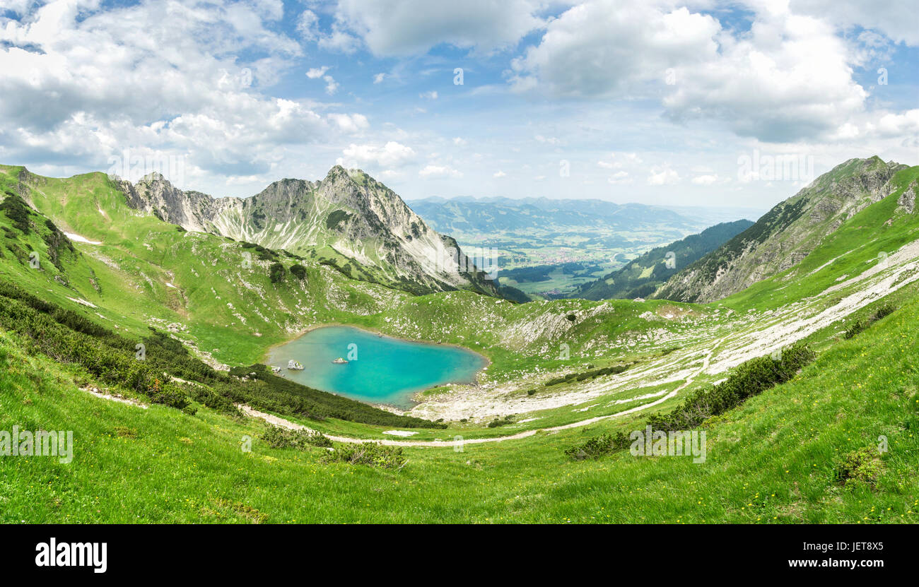 Remote lake up high in the alpine mountains. Gaisalpsee, Bavaria Stock ...