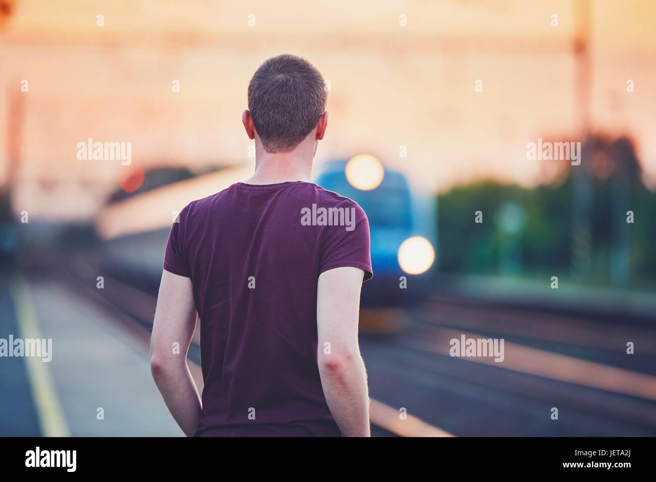 Man on train track hi-res stock photography and images - Alamy