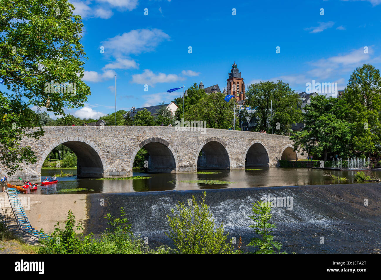 Old Lahn Bridge and Wetzlar Cathedral aka Wetzlarer Dom in picturesque ...