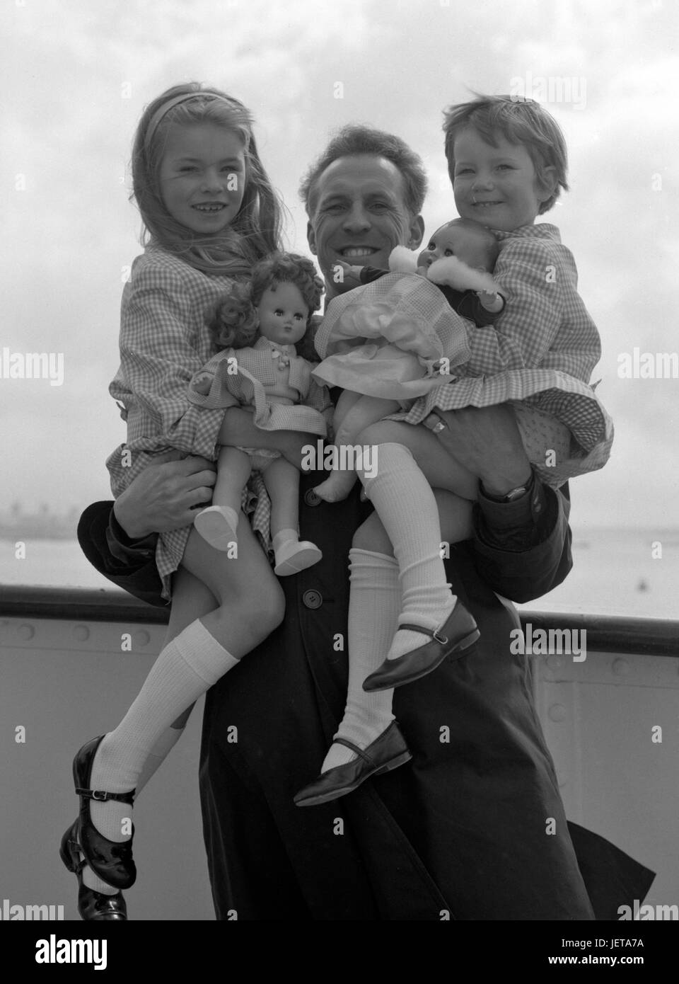 Television personality Bruce Forsyth with his two daughters, Debbie (l ...