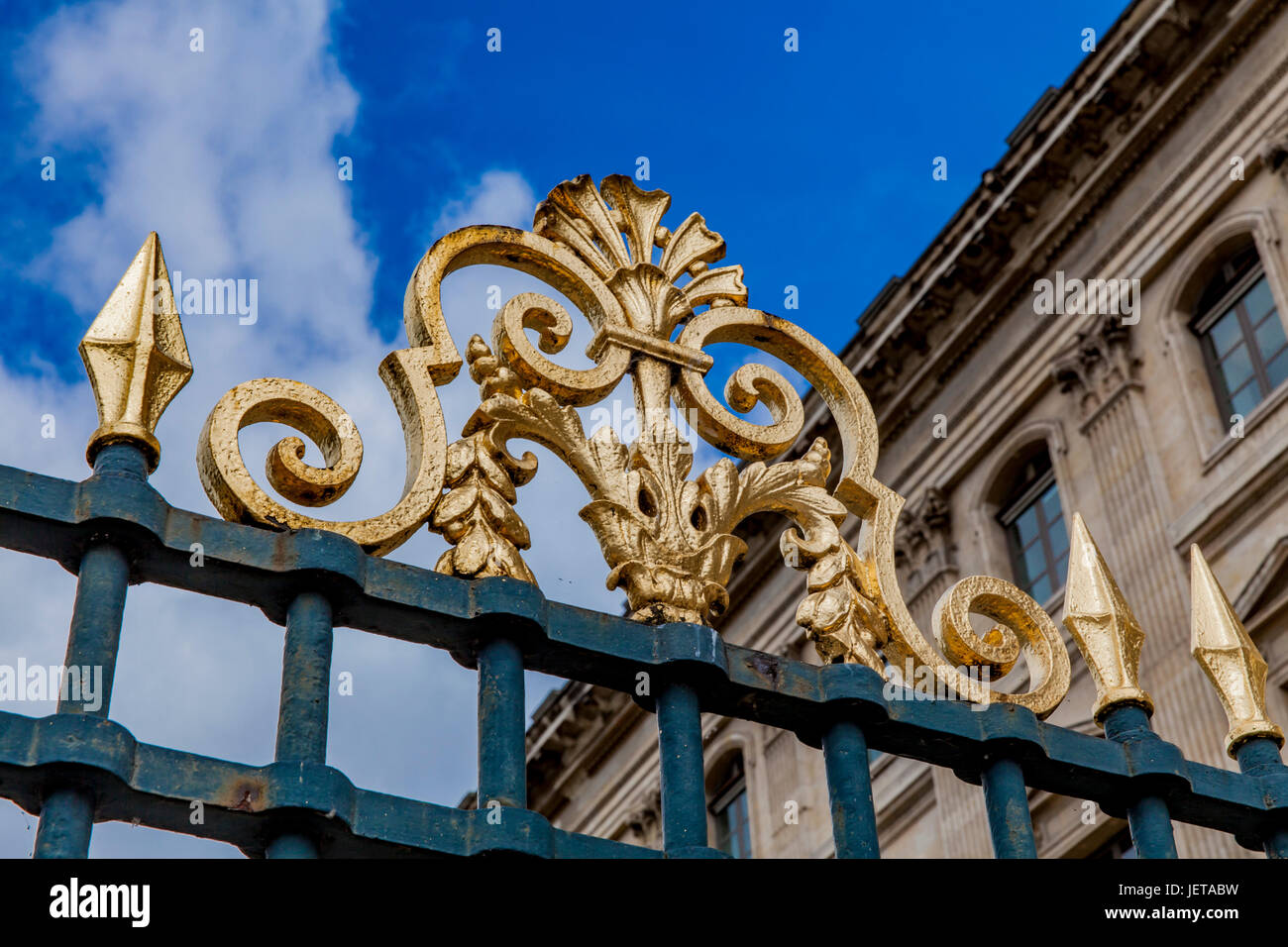 Detail of the decorative fence at Louvre Palace in Paris, France Stock ...