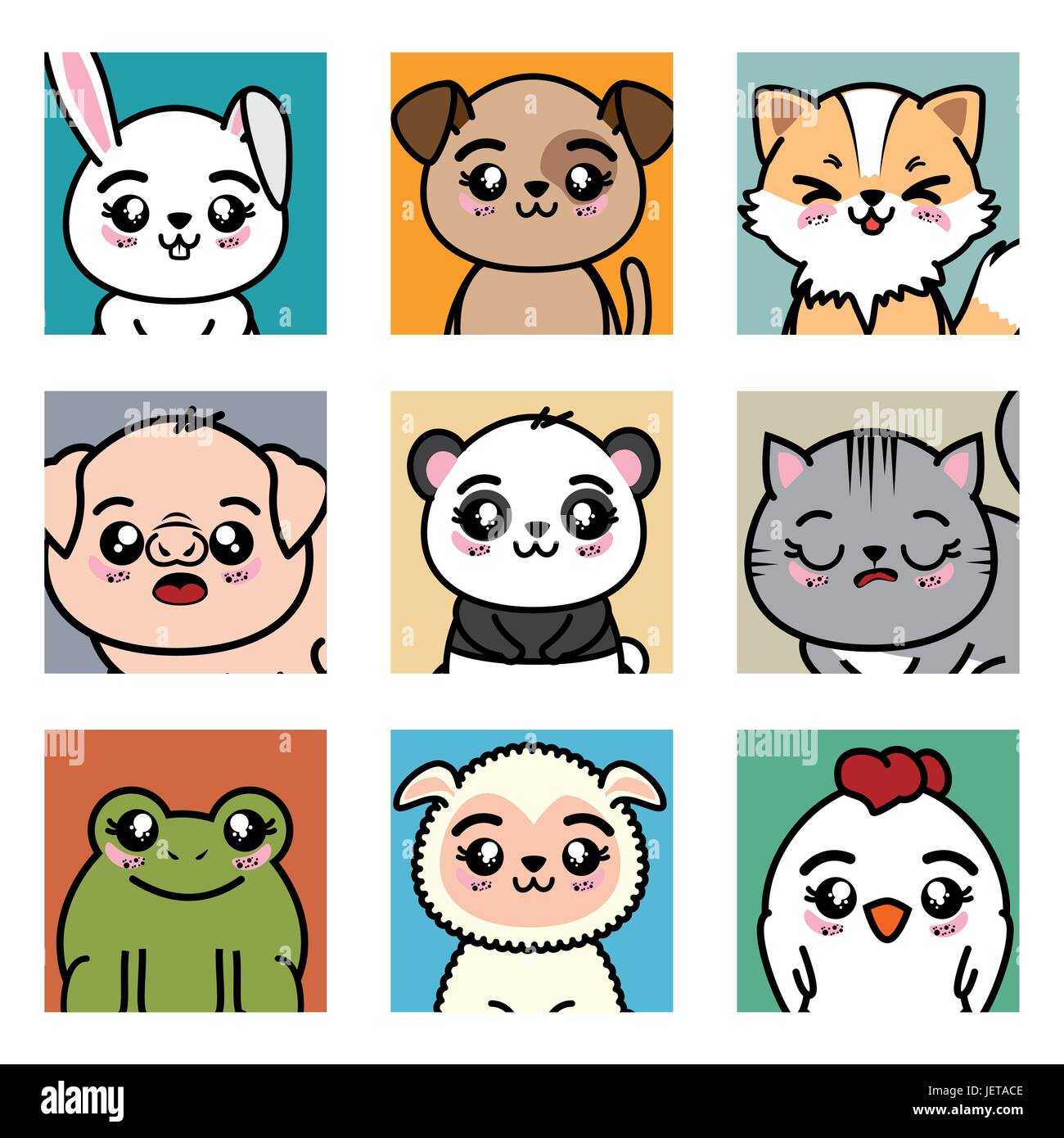 set of cute animals cartoon Stock Vector Image & Art - Alamy